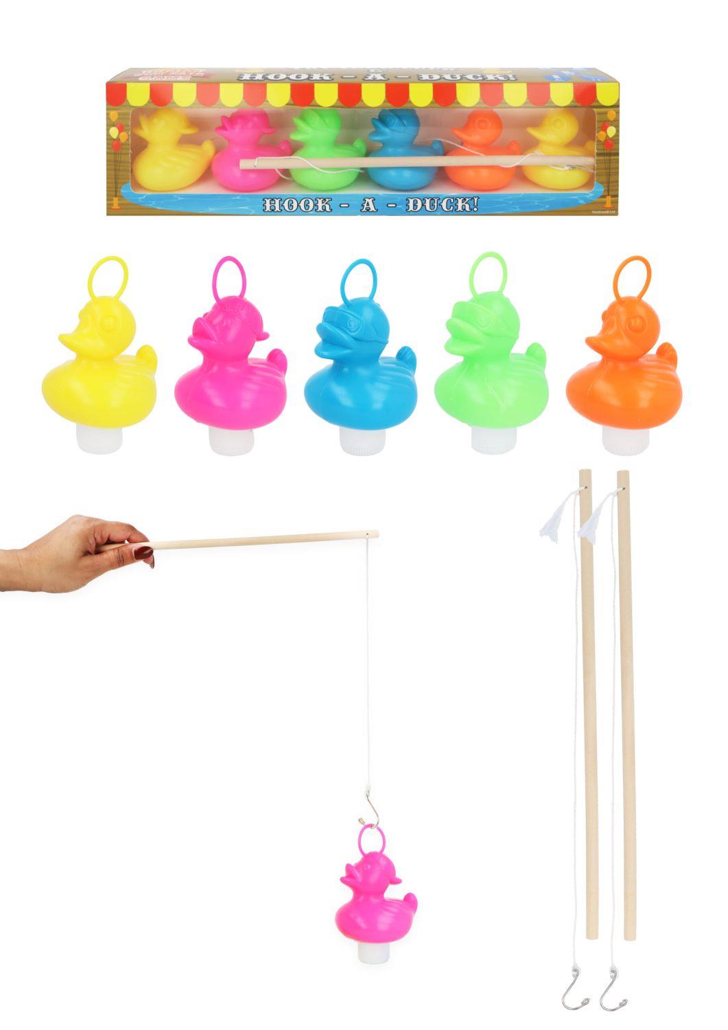 Hook-a-Duck Game - 6 Weighted Plastic Ducks 7cm with Hooks & 2 Rods – PDK