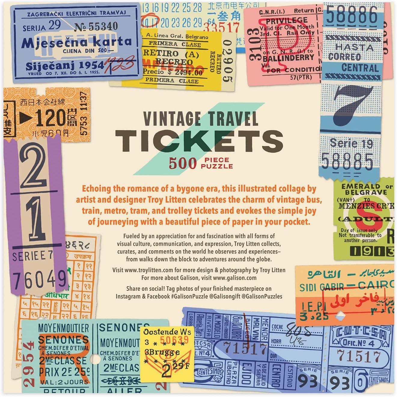 Galison Vintage Travel Tickets Jigsaw Puzzle (500 Pieces) – PDK