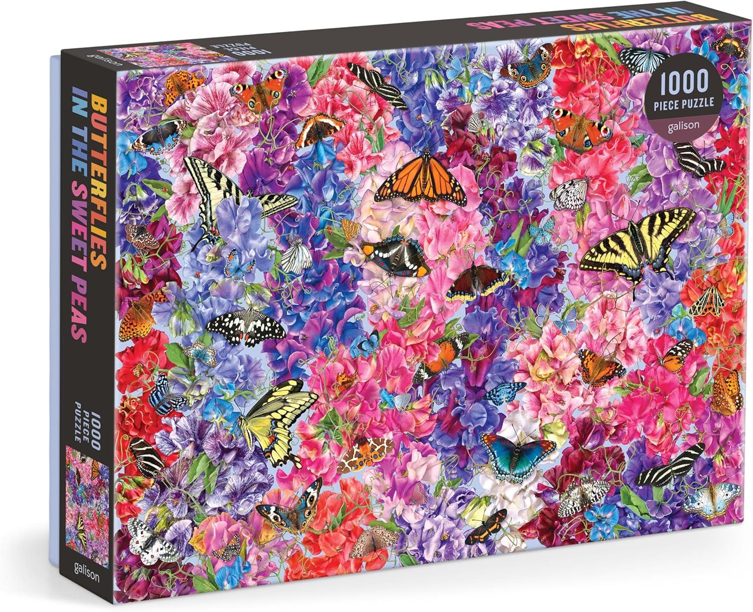 Galison Troy Litten Butterflies In the Sweet Peas Jigsaw Puzzle (1000 – PDK