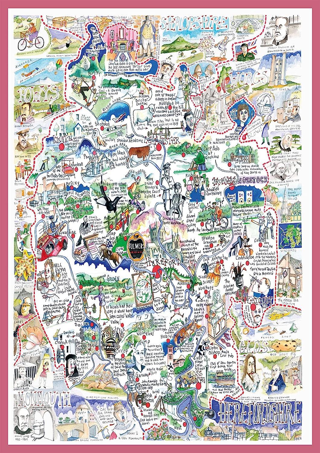 Map of Herefordshire, Tim Bulmer Jigsaw Puzzle (1000 Pieces) – PDK
