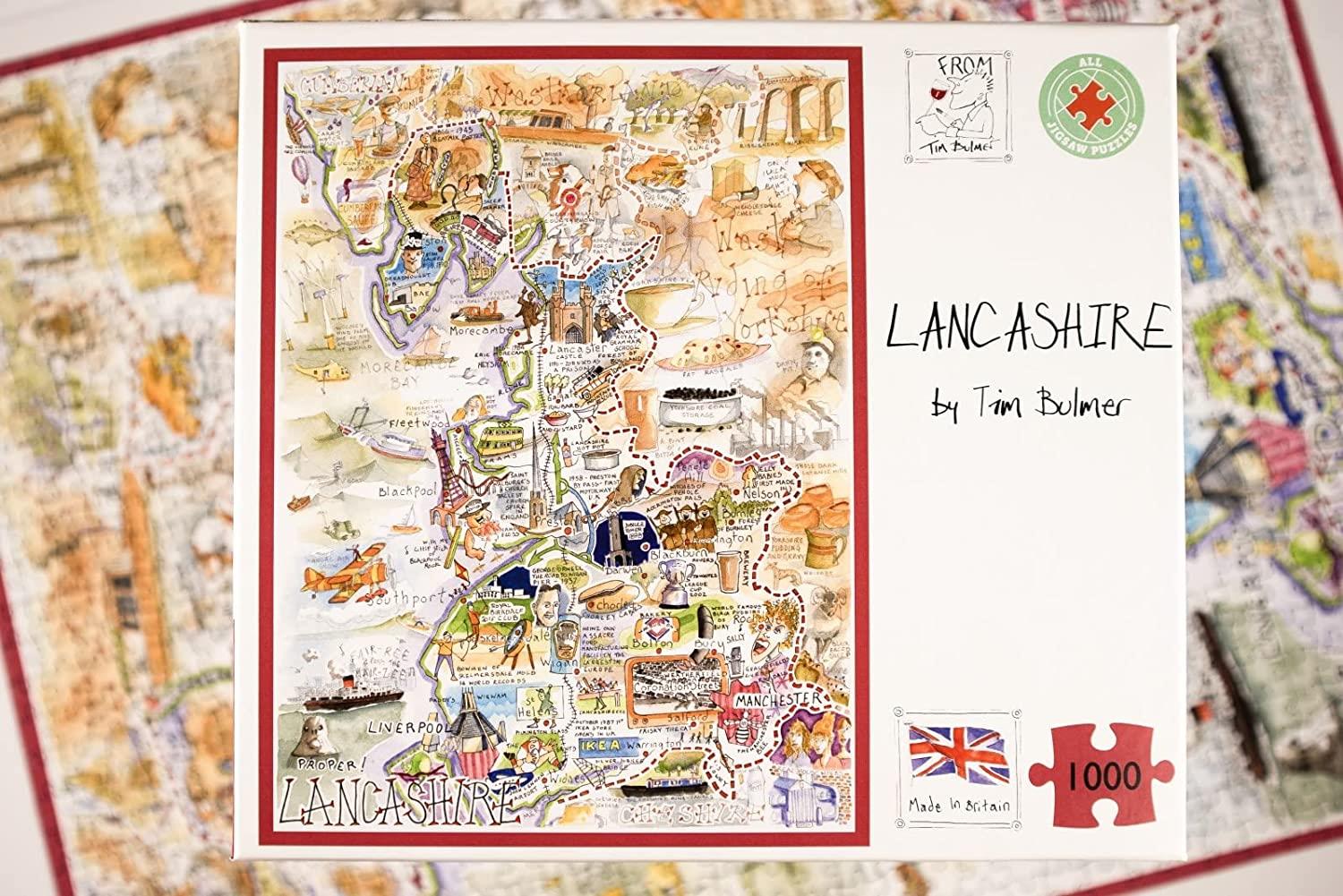 Map of Proper Lancashire, Tim Bulmer Jigsaw Puzzle (1000 Pieces) – PDK